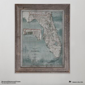 Vintage Florida State Map Print 1880s, Classic Florida Map, Antique ...