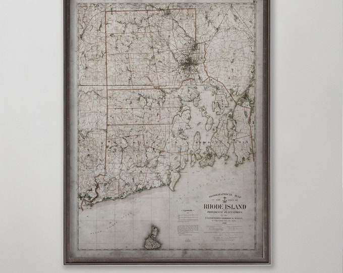 Rhode Island Map, Vintage Map of Rhode Island State, Antique Rhode ...