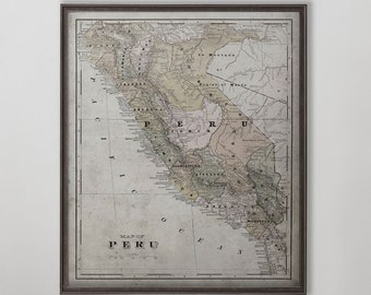 Peru Poster Peru Map Art Peru Map Wall Art Peru Canvas - Etsy
