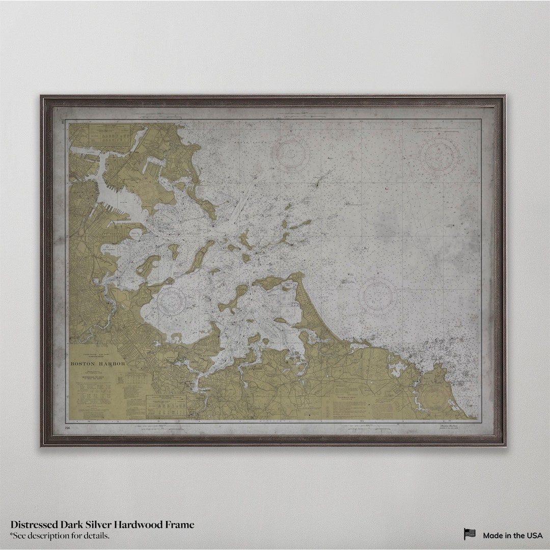 Boston Nautical Map, Vintage Boston Chart, Antique Boston Wall Decor ...