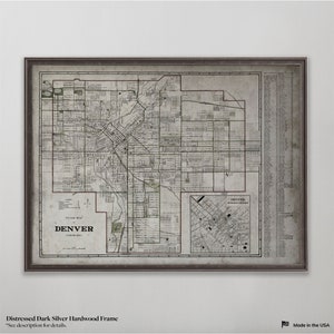 Denver Map, Vintage Map of Denver, Colorado, Circa 1920 Antique Denver ...