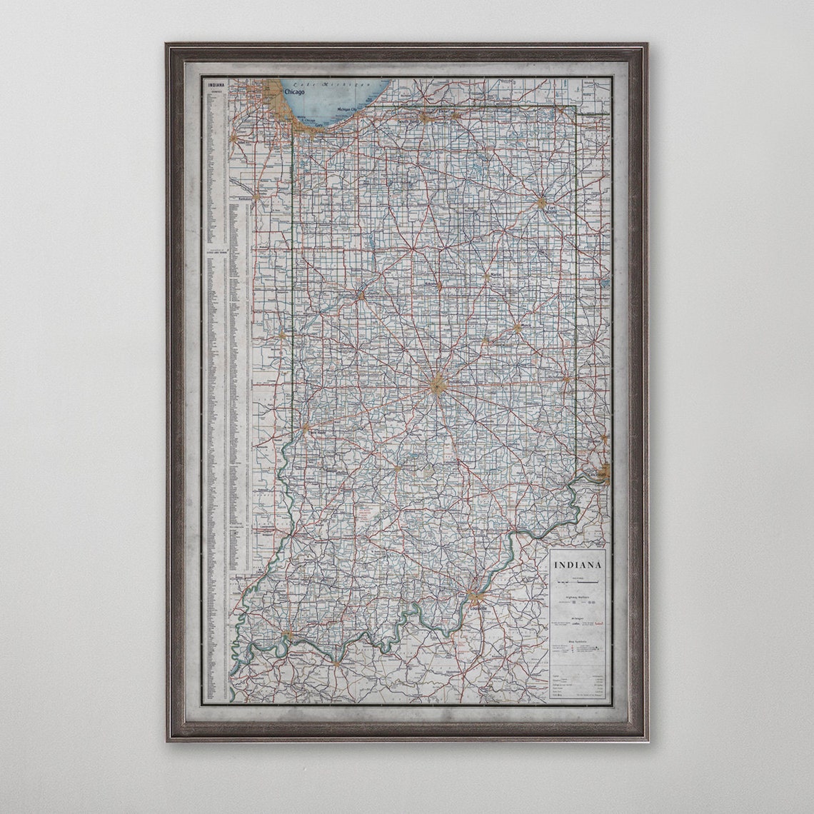 Indiana Map Vintage Road Map of Indiana Road Map Vintage - Etsy