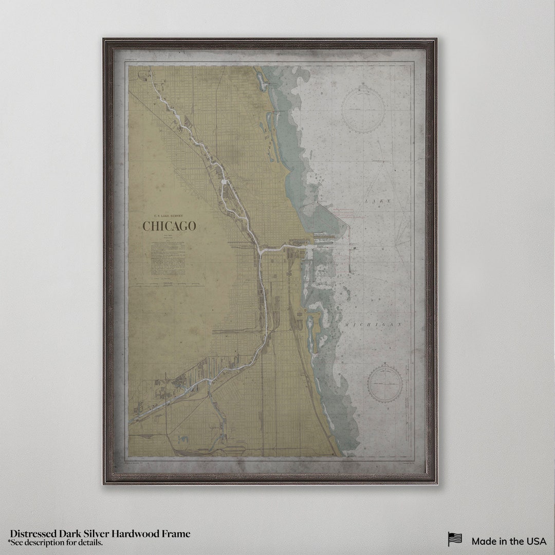 Chicago Nautical Map, Lake Michigan Vintage Chart, Antique Chicago ...