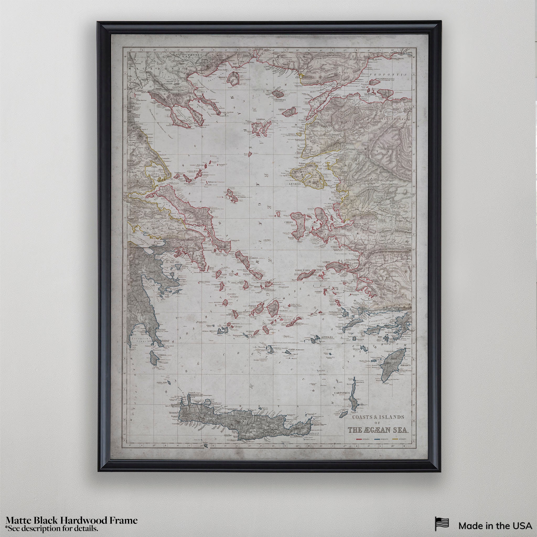 Vintage Aegean Sea Nautical Chart Print 1890s, Greek Islands Map ...