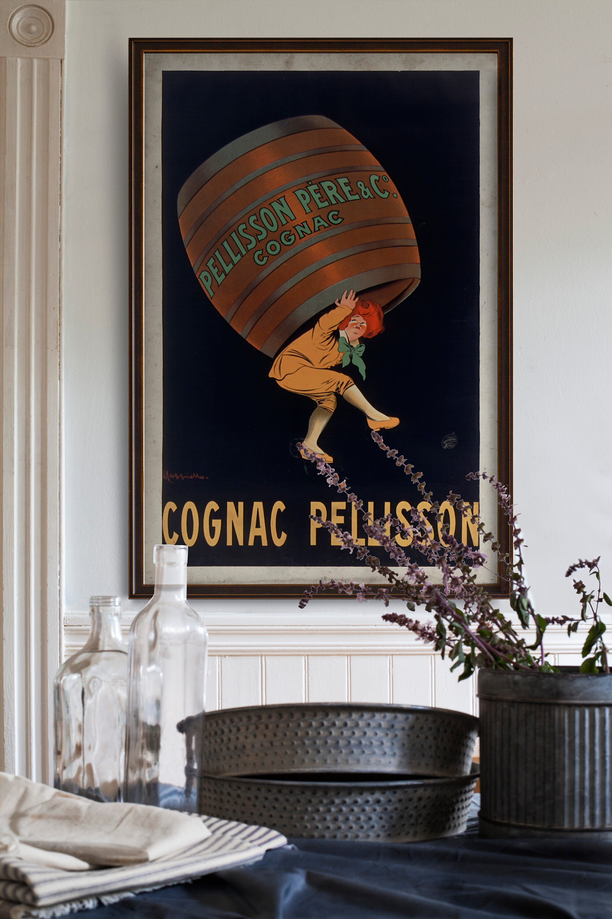 Vintage Cognac Pellisson Poster 1920s, French Spirits Advertising Wall ...
