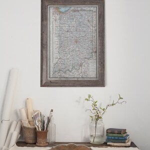 Indiana Map, Vintage Road Map of Indiana, Framed Art Options, Antique ...