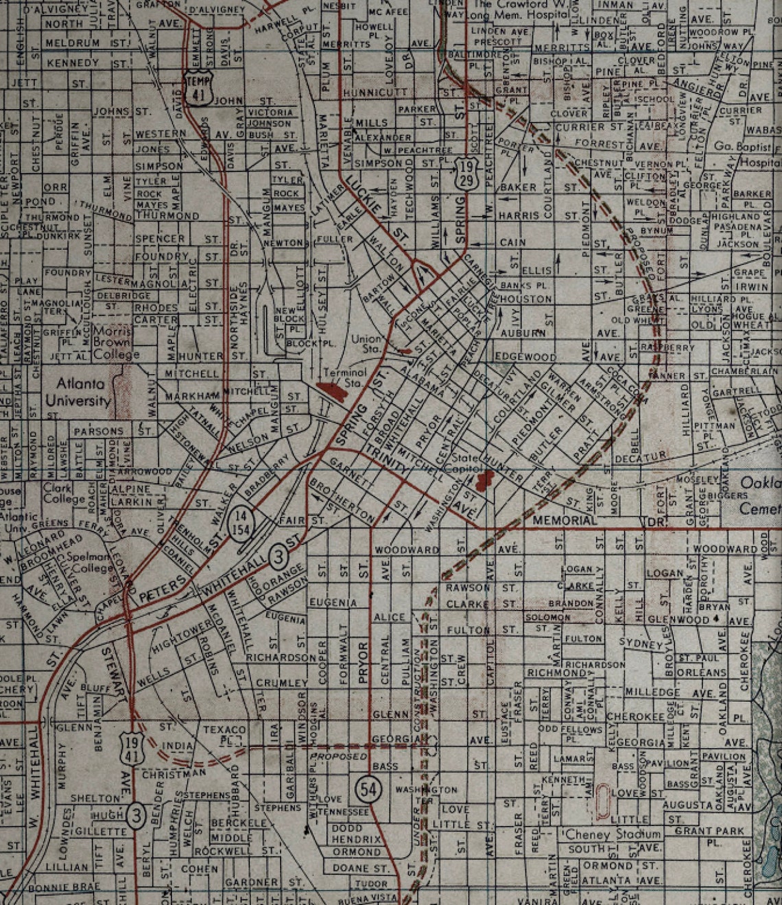Atlanta Map Vintage Street Map of Atlanta Georgia Vintage - Etsy