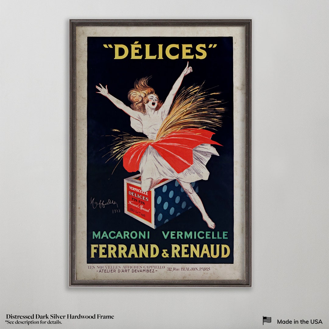 Vintage French Food Poster, Délices Macaroni Vermicelli, Antique ...