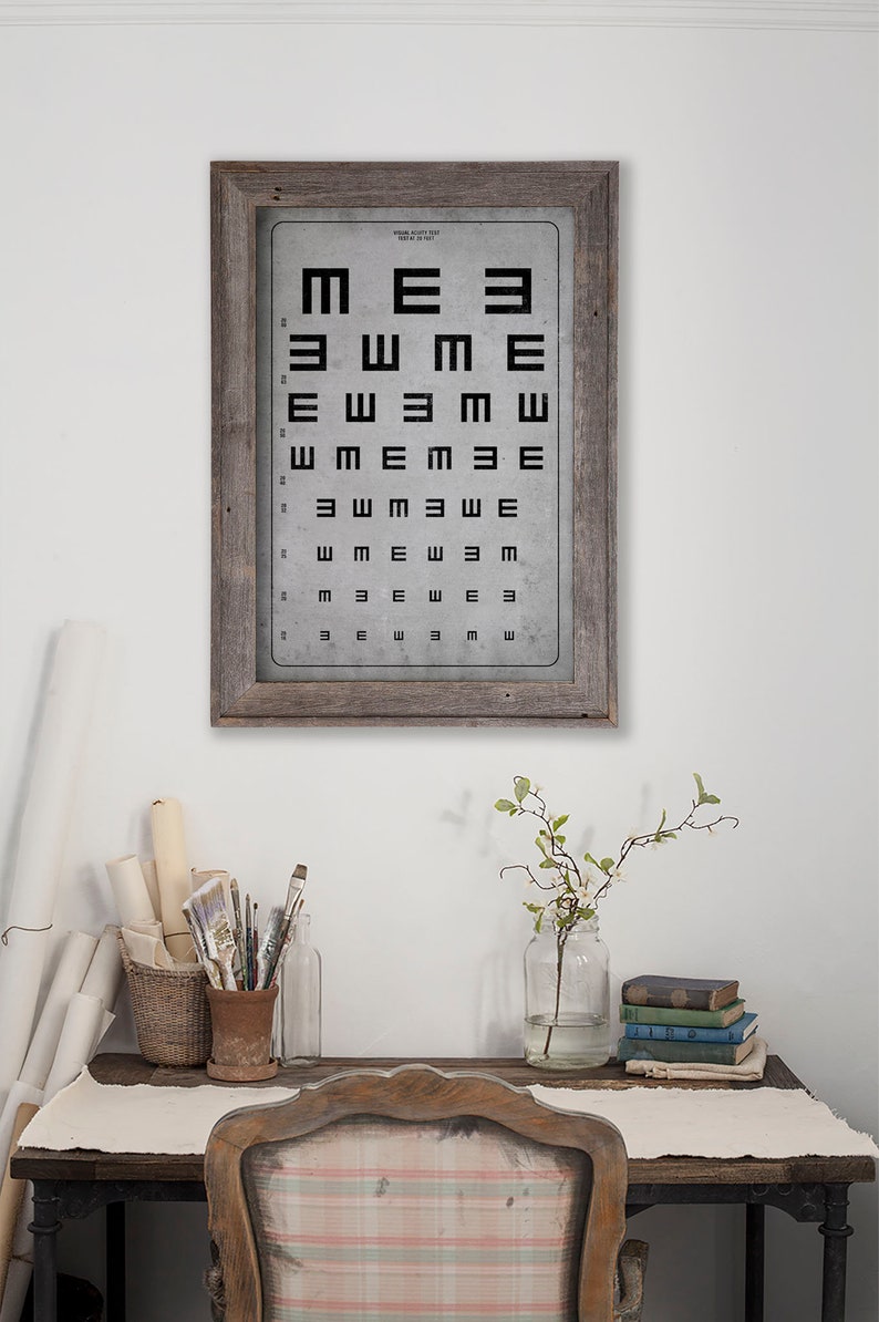 Vintage Tumbling E Vision Chart Print, Classic Eye Chart Wall Decor ...