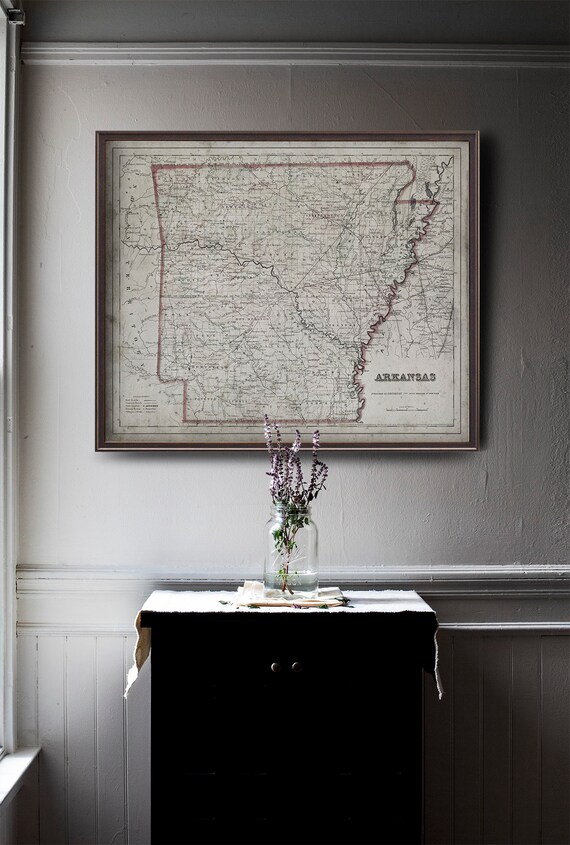 Arkansas Map State Map of Arkansas Vintage Wall Art Home - Etsy