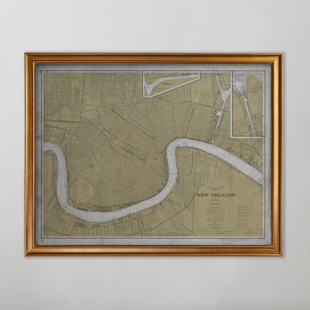 New Orleans Map Nautical Map of New Orleans Harbor - Etsy
