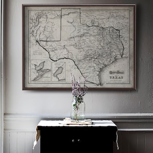 Texas Map, Vintage Map of Texas, Framed Map Options, Texas State Map ...