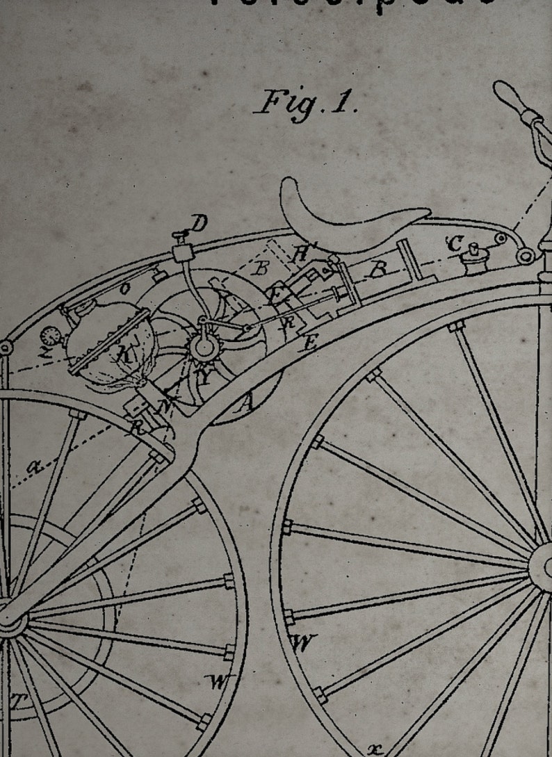 Velociped Patent: Unframed Vintage Bicycle Patent Circa 1872 - Etsy