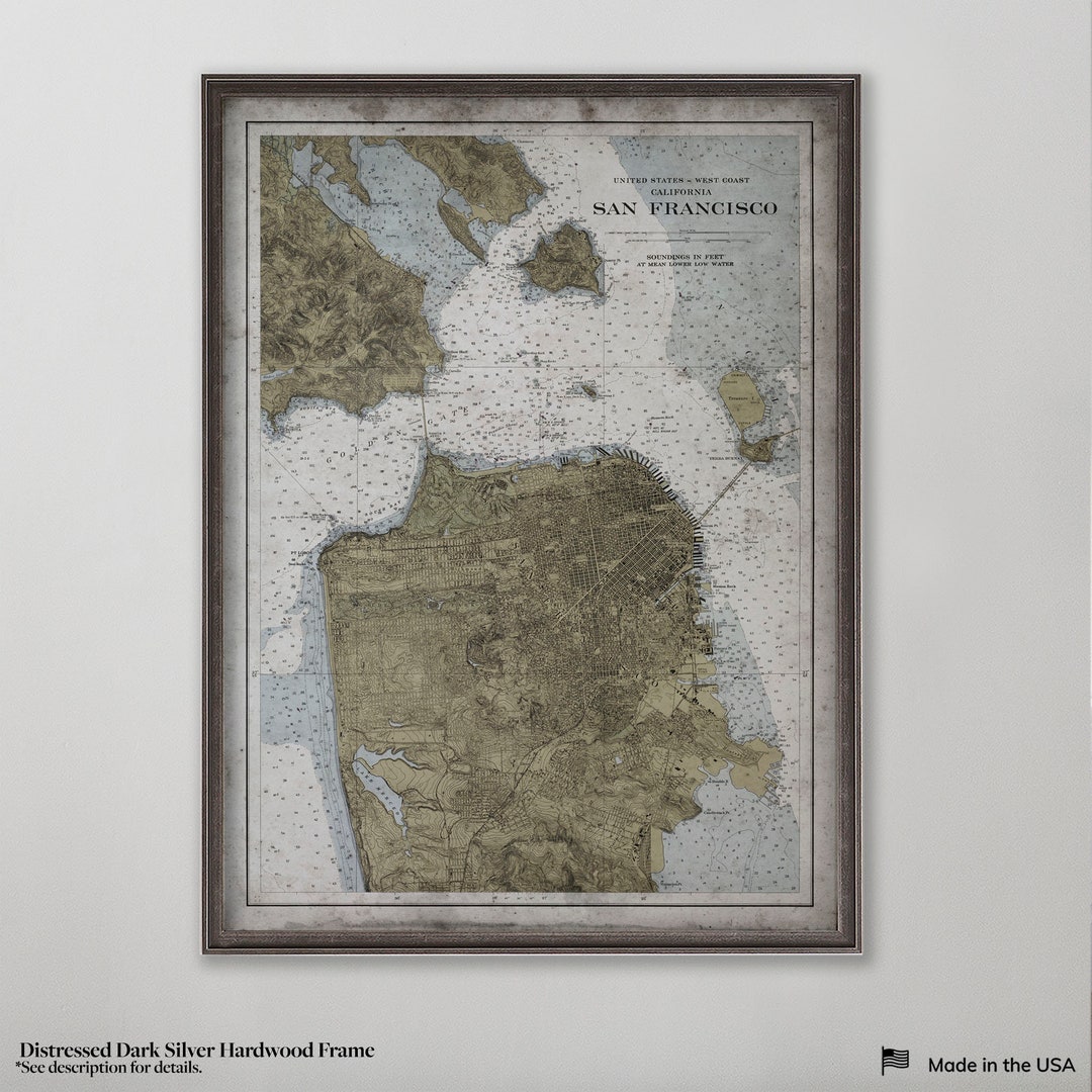 San Francisco Nautical Map, Vintage Bay Area Chart, Antique San Francisco Bay Map, Historical ...