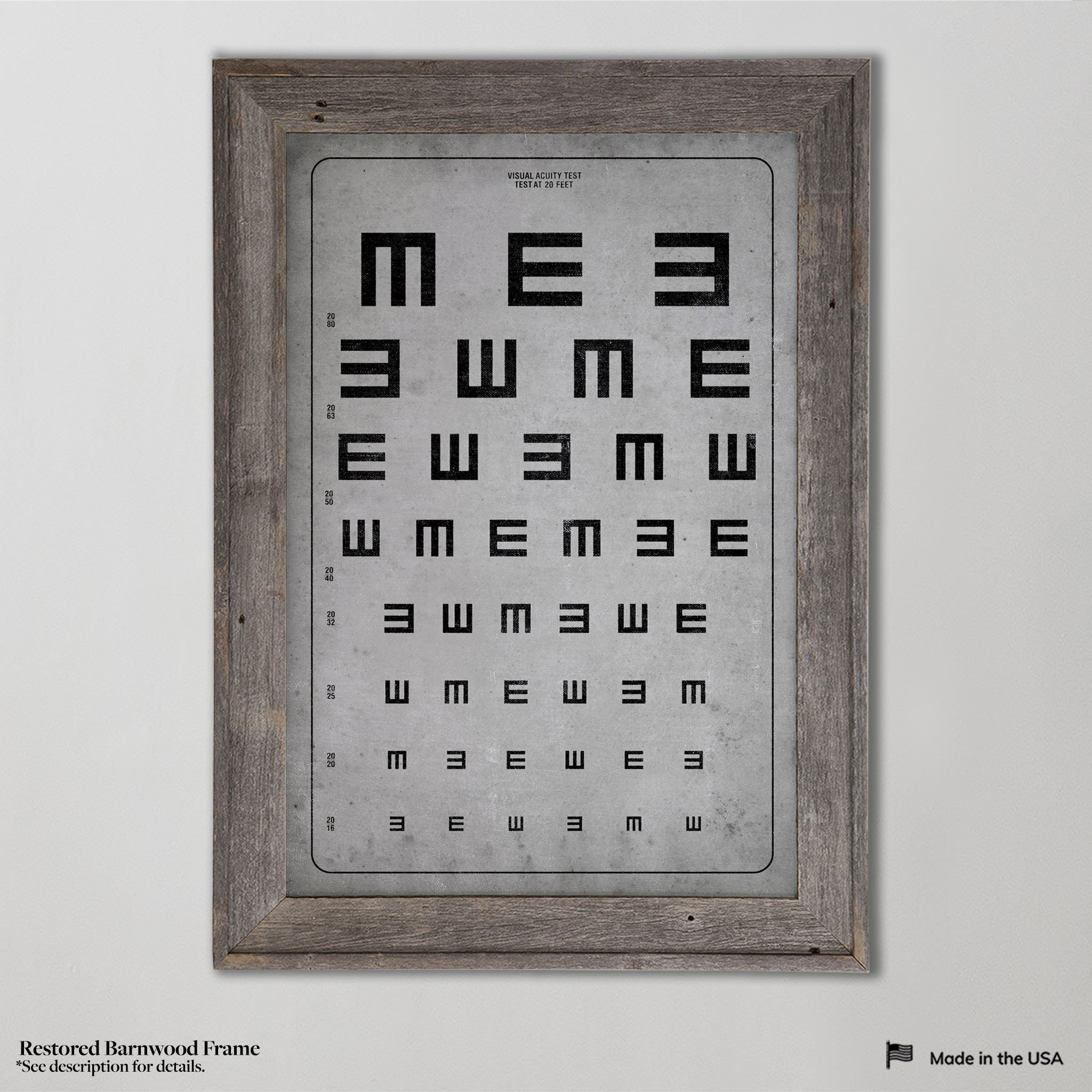 Vintage Tumbling E Vision Chart Print, Classic Eye Chart Wall Decor ...