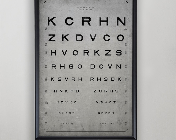 Vintage Sloan Vision Chart Print, 20th Century Eye Chart Wall Decor, Unique Optometry Art ...