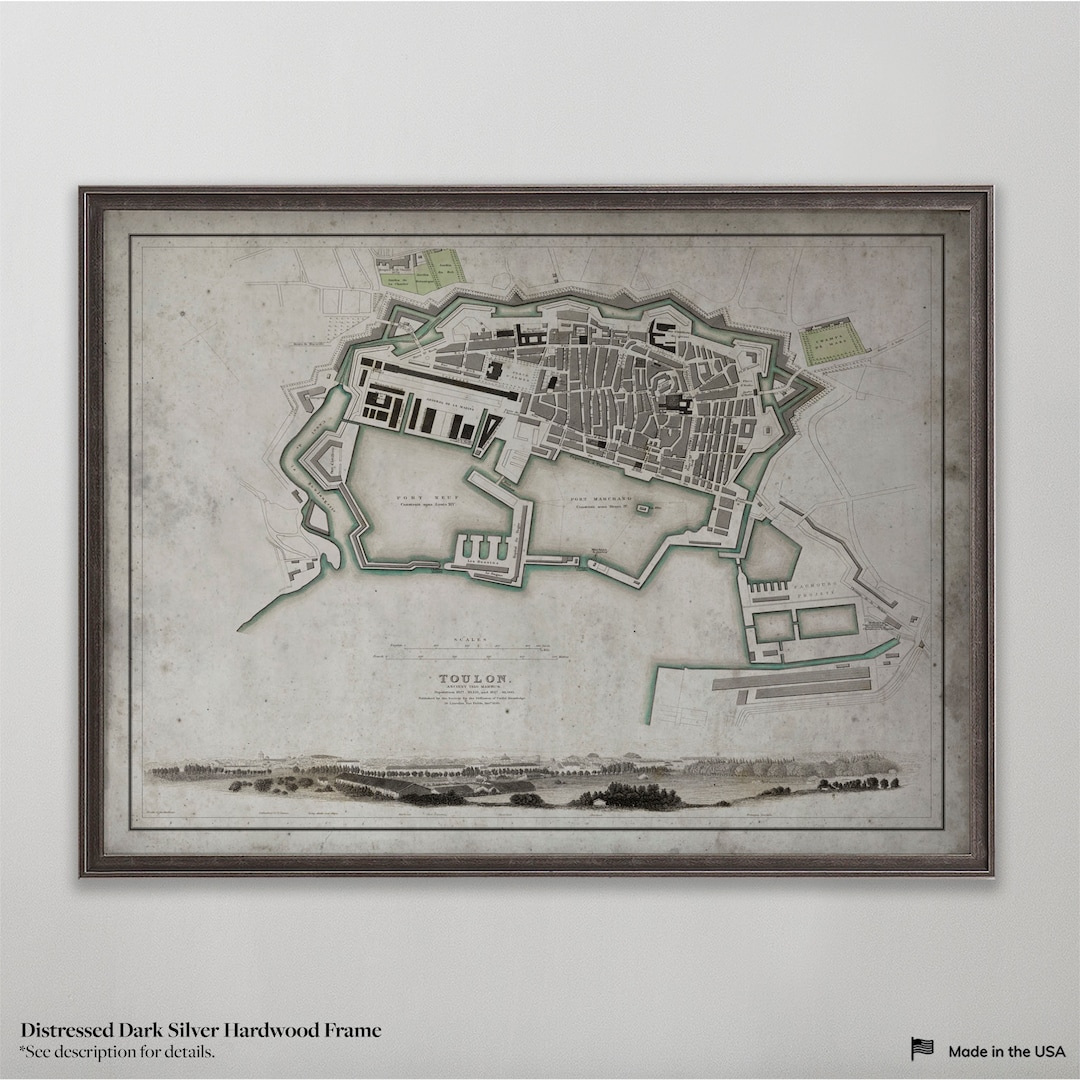 Toulon Map, Vintage Map of Toulon France, Framed Map Options, Antique ...