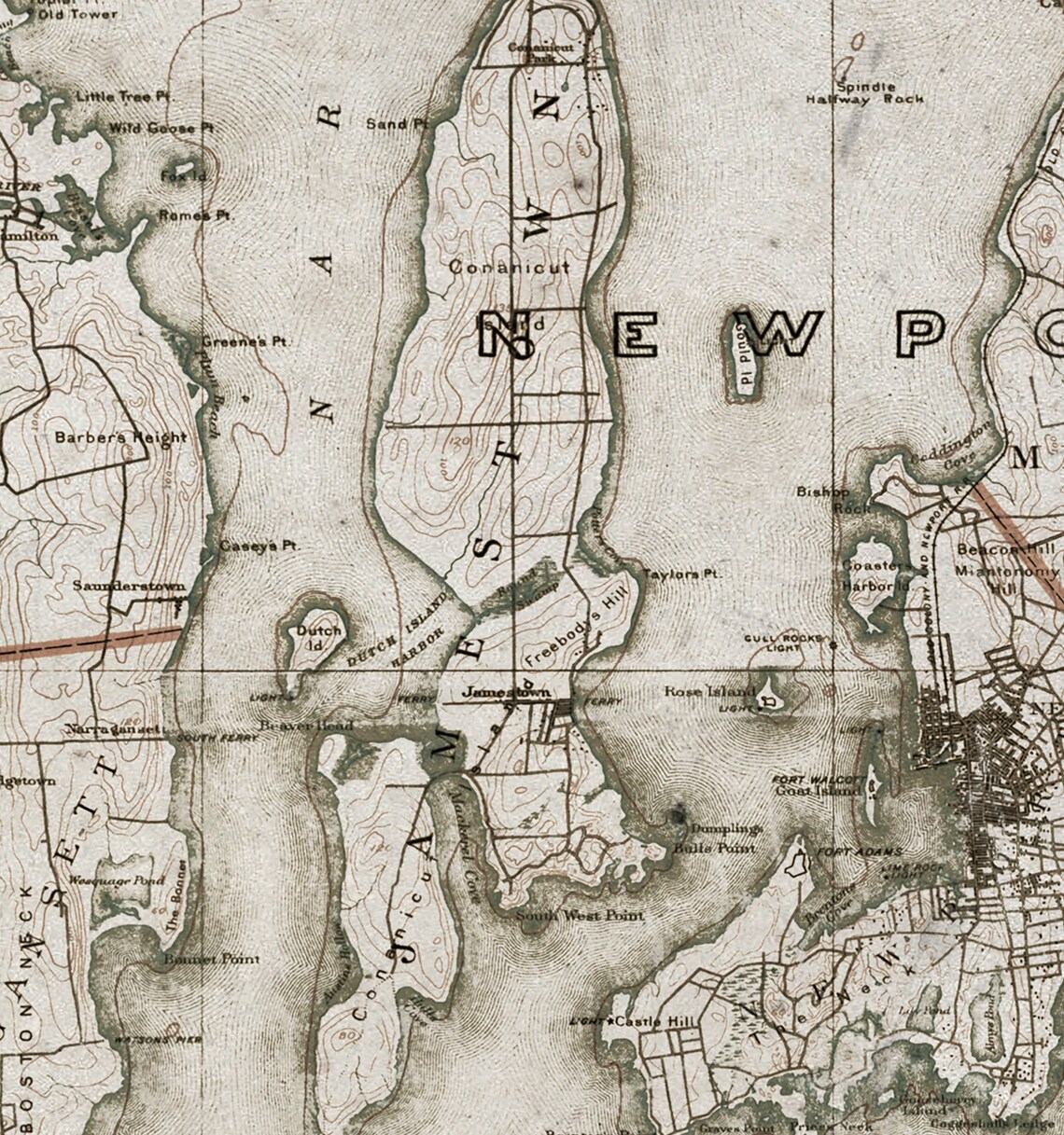 Rhode Island Map Vintage Map of Rhode Island State Vintage - Etsy