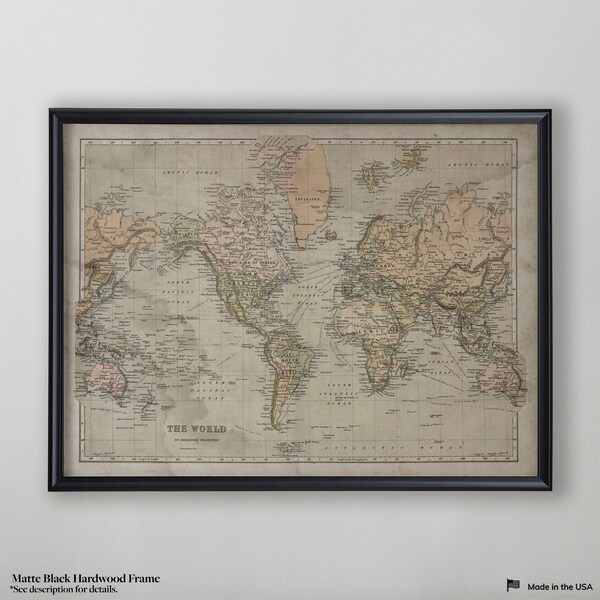 Vintage World Map - Etsy