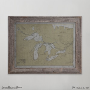 Great Lakes Map, Nautical Map of the Great Lakes, Vintage Great Lakes ...