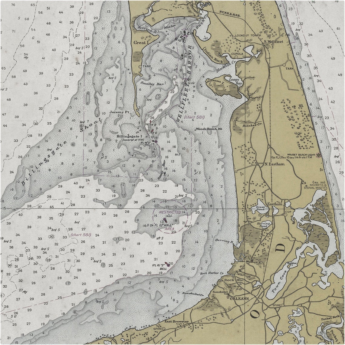 Cape Cod Map Nautical Map of Cape Cod Massachusetts - Etsy