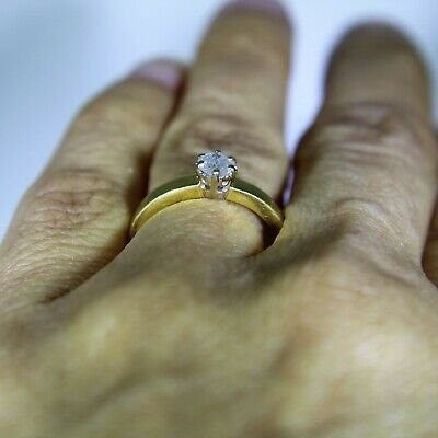 Chunky 0.34ct Diamond Solitaire 18ct Yellow Gold Ring Size K - Etsy