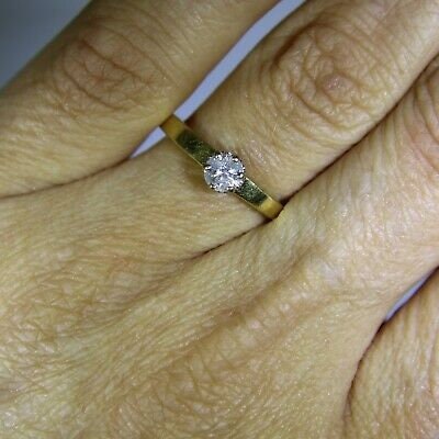 Chunky 0.34ct Diamond Solitaire 18ct Yellow Gold Ring Size K - Etsy