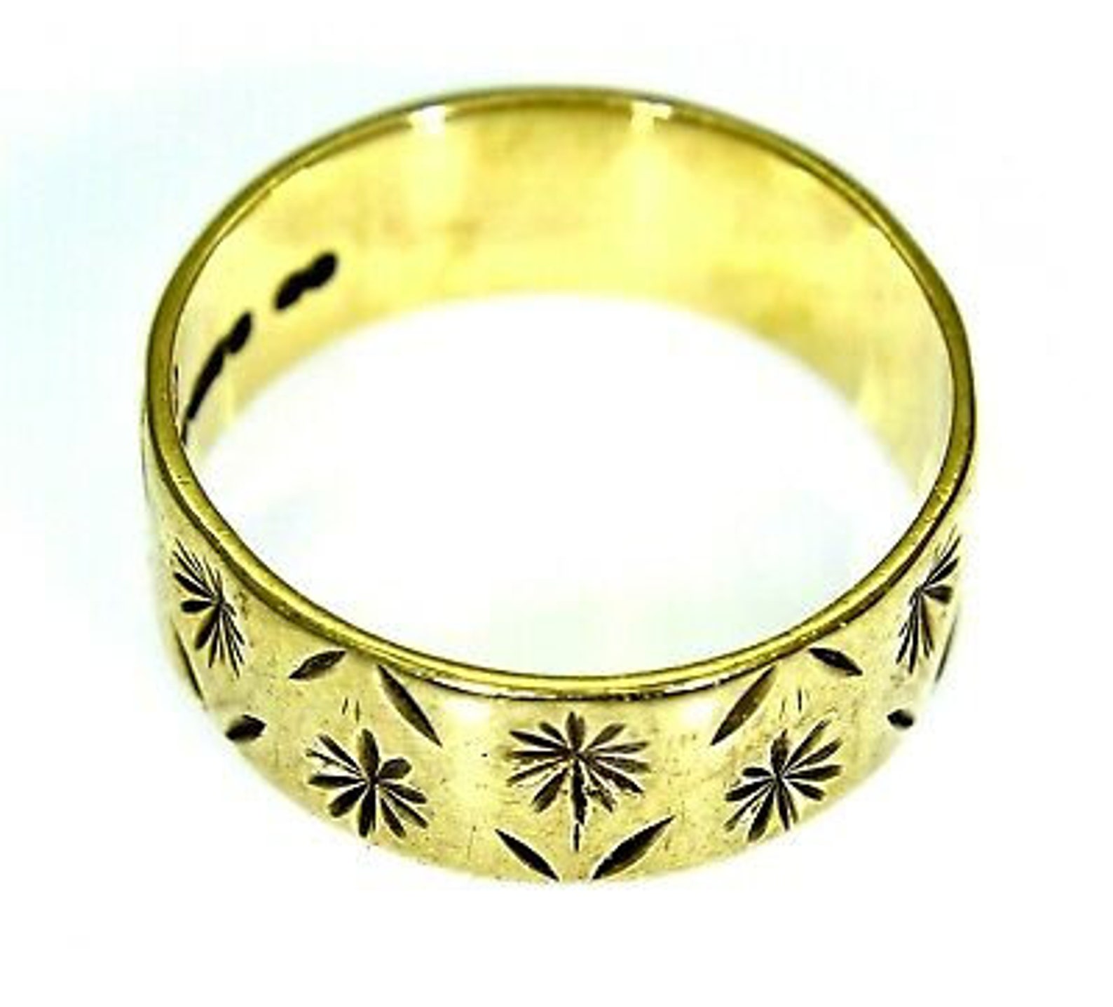 Vintage Flower Cut 9ct Yellow Gold 7mm Wide Wedding Band Ring - Etsy