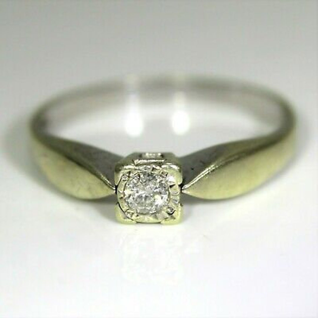 Chunky 0.10ct Diamond Solitaire 9ct White Gold Ring Size P ~ 7 3/4 - Etsy