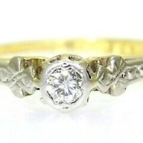 Chunky 0.34ct Diamond Solitaire 18ct Yellow Gold Ring Size K - Etsy