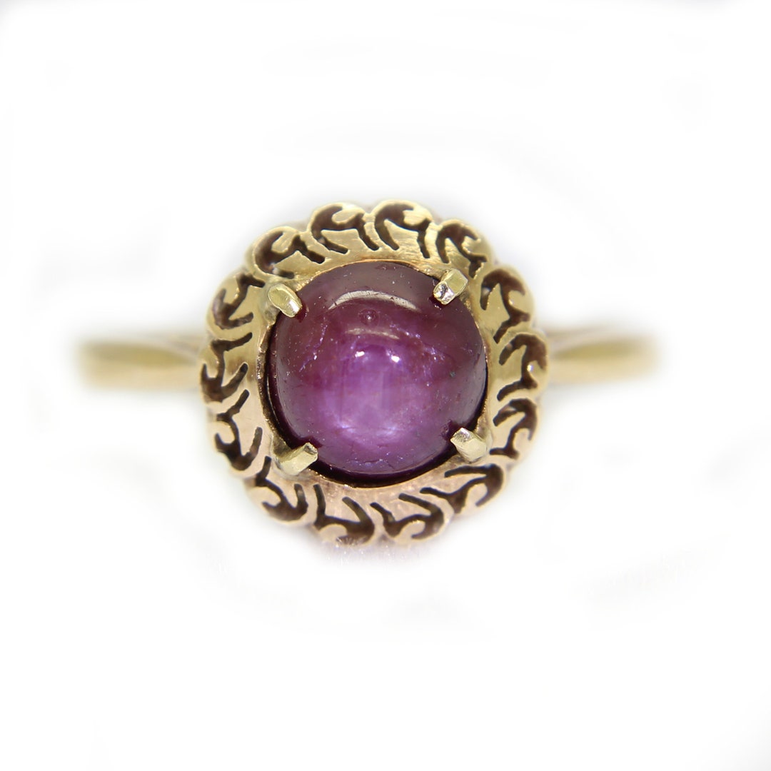 Vintage Star Ruby 14k Yellow Gold Ring Size K 1/2 ~ 5 1/2 - Etsy
