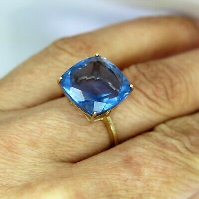 Stunning Azotic Blue Topaz 9ct Yellow Gold Statement Ring Size | Etsy
