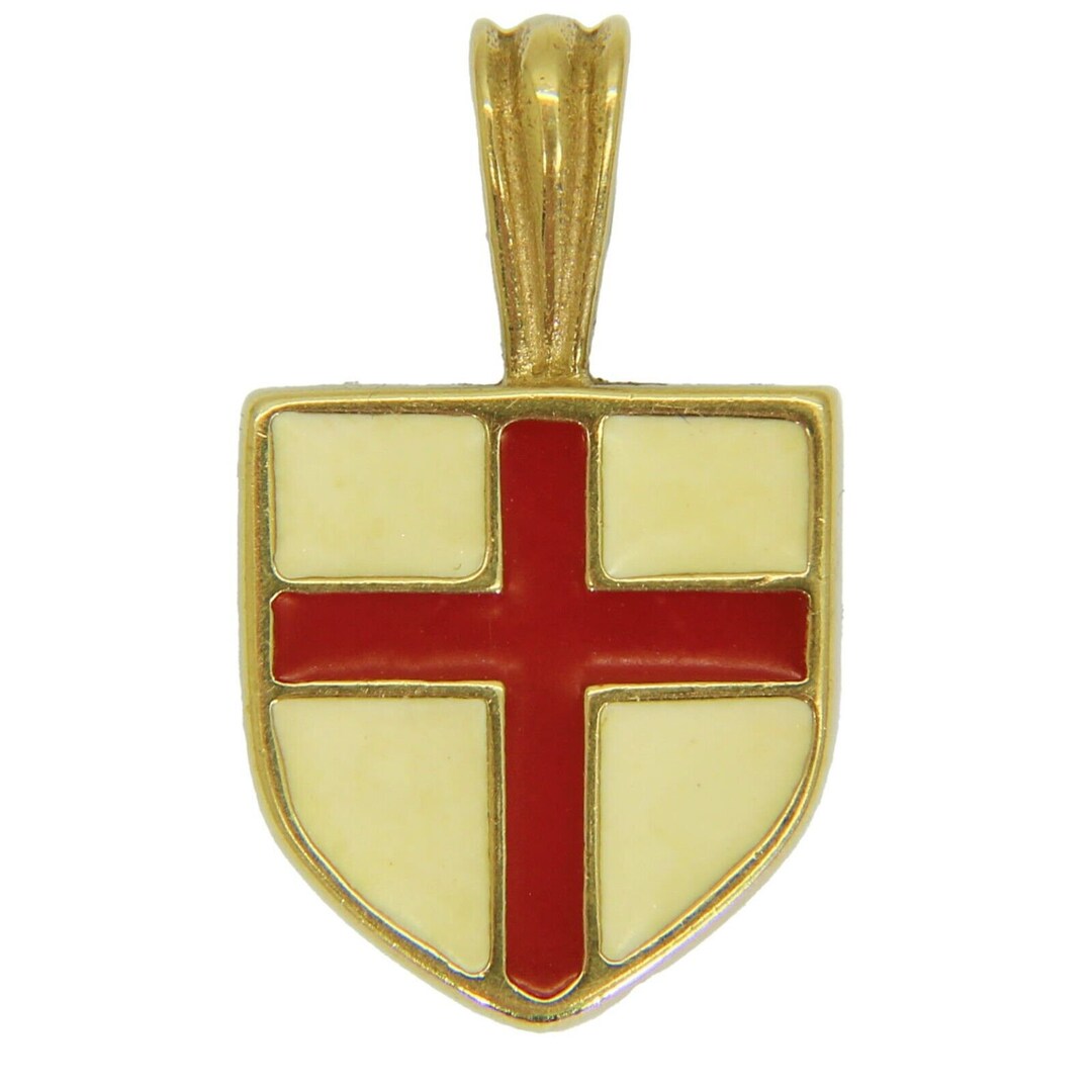 Enamel Saint George's Cross 9ct Yellow Gold Shield Pendant - Etsy