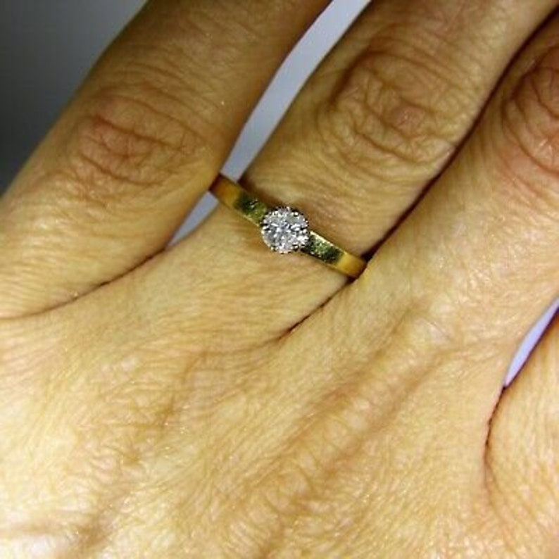 Chunky 0.34ct Diamond Solitaire 18ct Yellow Gold Ring Size K - Etsy