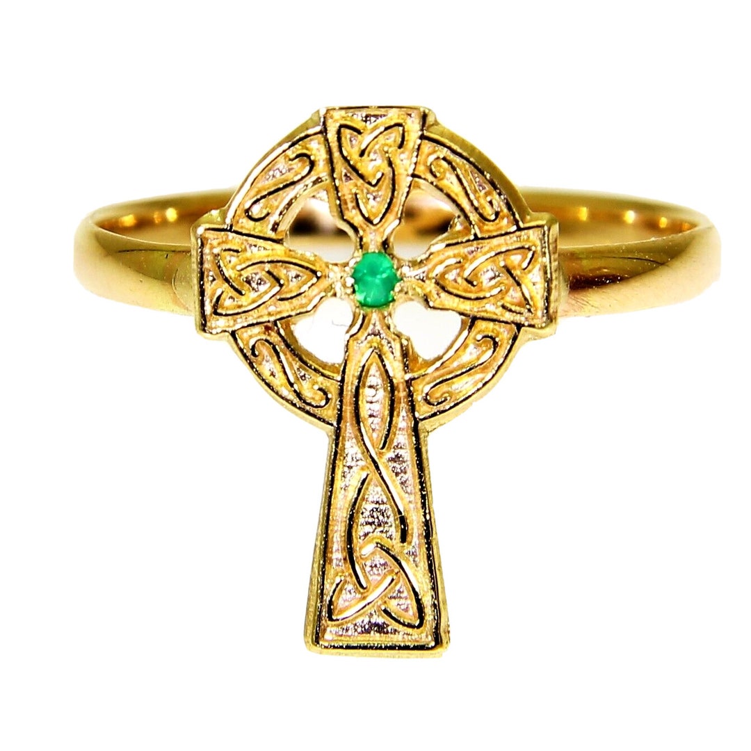 Emerald Saint Martin's Cross 9ct Yellow Gold Ring N 6 3/4 - Etsy