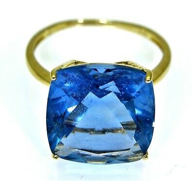 Stunning Azotic Blue Topaz 9ct Yellow Gold Statement Ring Size | Etsy