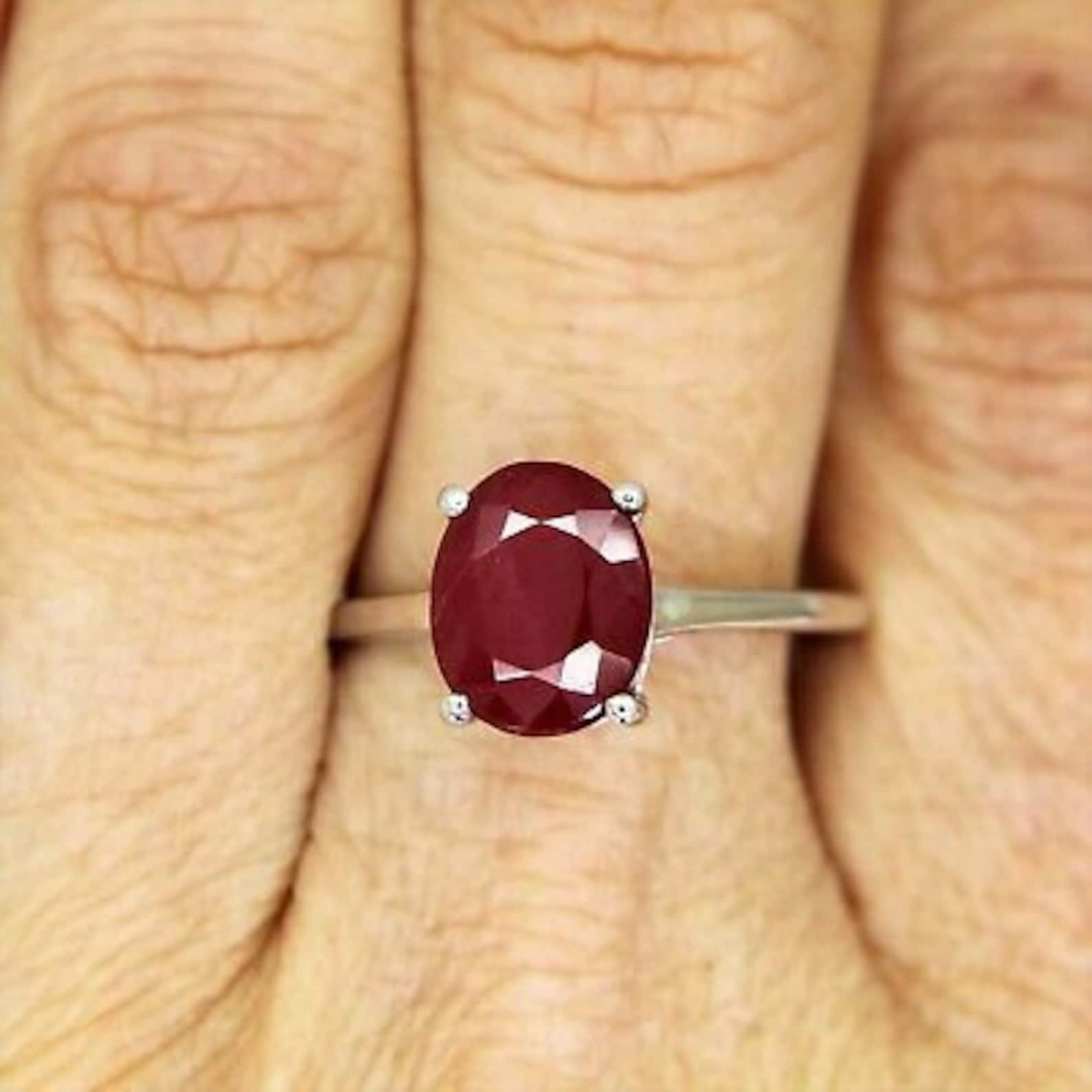 Stunning 3.5ct Ruby 9ct White gold ring size T 1/2 10 | Etsy