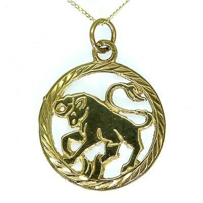Taurus Zodiac Sign 9ct Yellow Gold Charm Pendant & 18 | Etsy