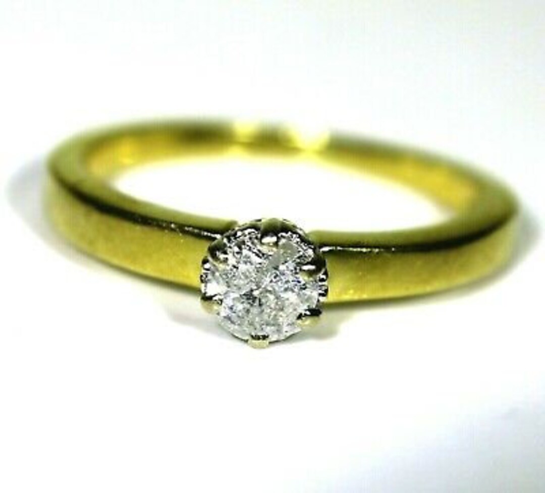 Chunky 0.34ct Diamond Solitaire 18ct Yellow Gold Ring Size K US 5 1/4 ...