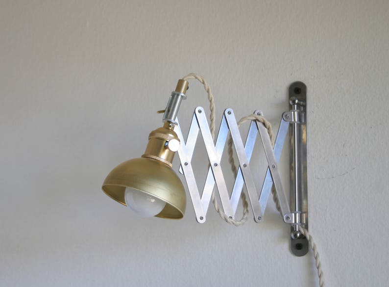 Scissors Lamp Scissor Lamp With Brass Dome Shade Accordion - Etsy
