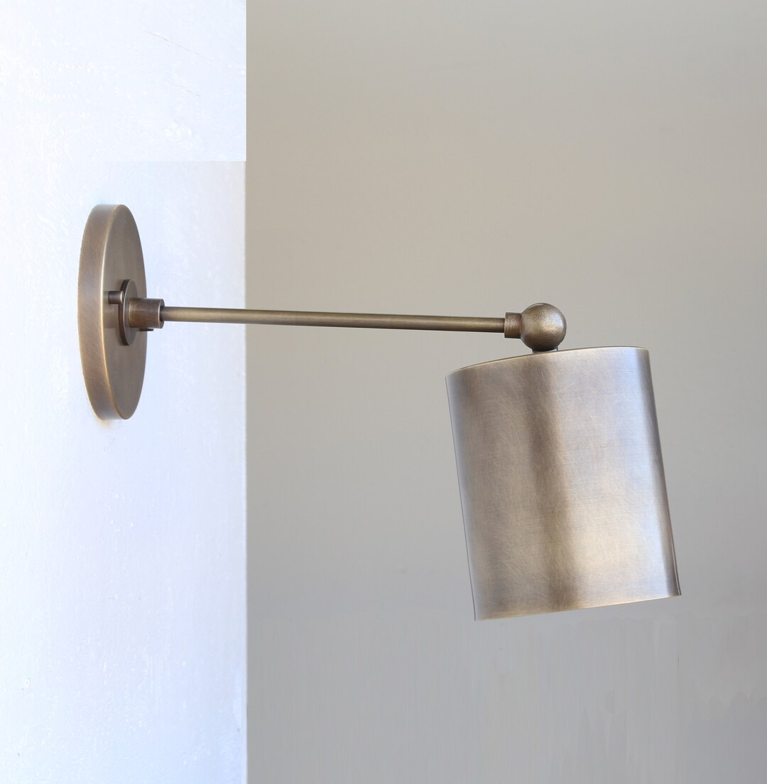 Aged Brass Wall Sconce Light With, Modern Brass Light, Mid Century ...