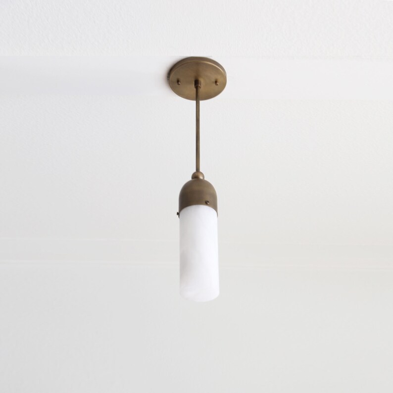 Brass Pendant Light With Alabaster Shade, Modern Pendant Light, UL ...