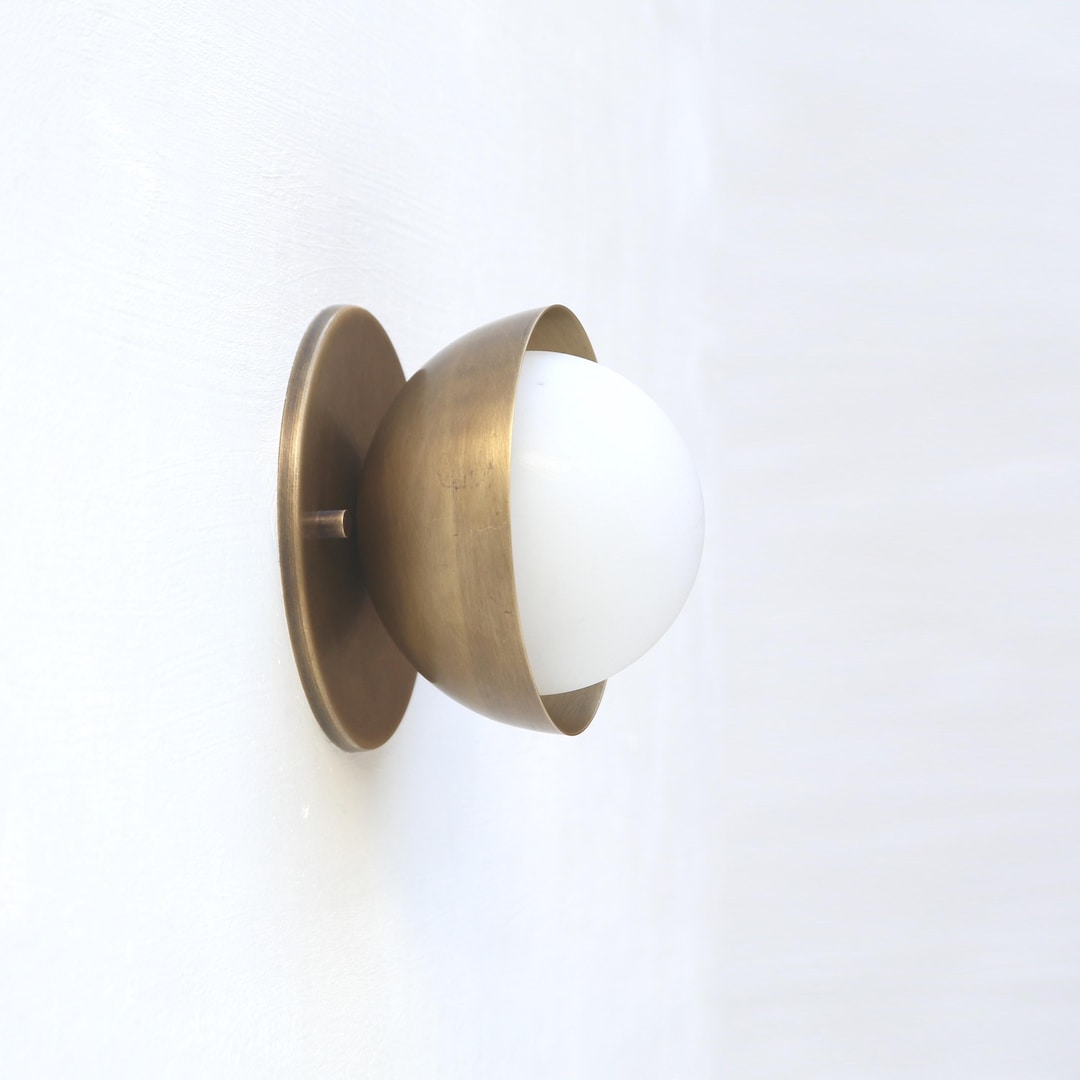 Wall Sconce/flush Mount Ceiling Light, Mid Century Brass Wall Sconce ...