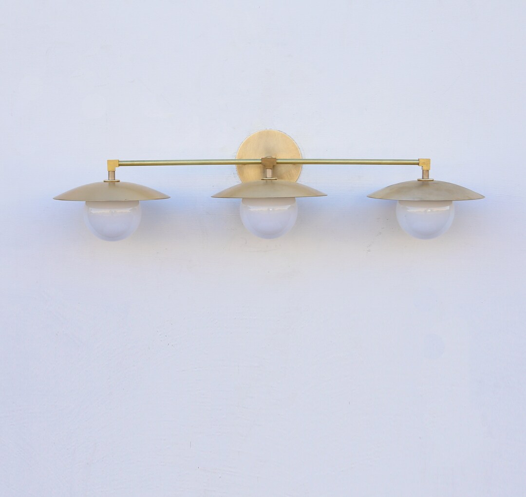 Solid Brass Wall Sconce Light With Brass Shade-minimal Sconce Light ...