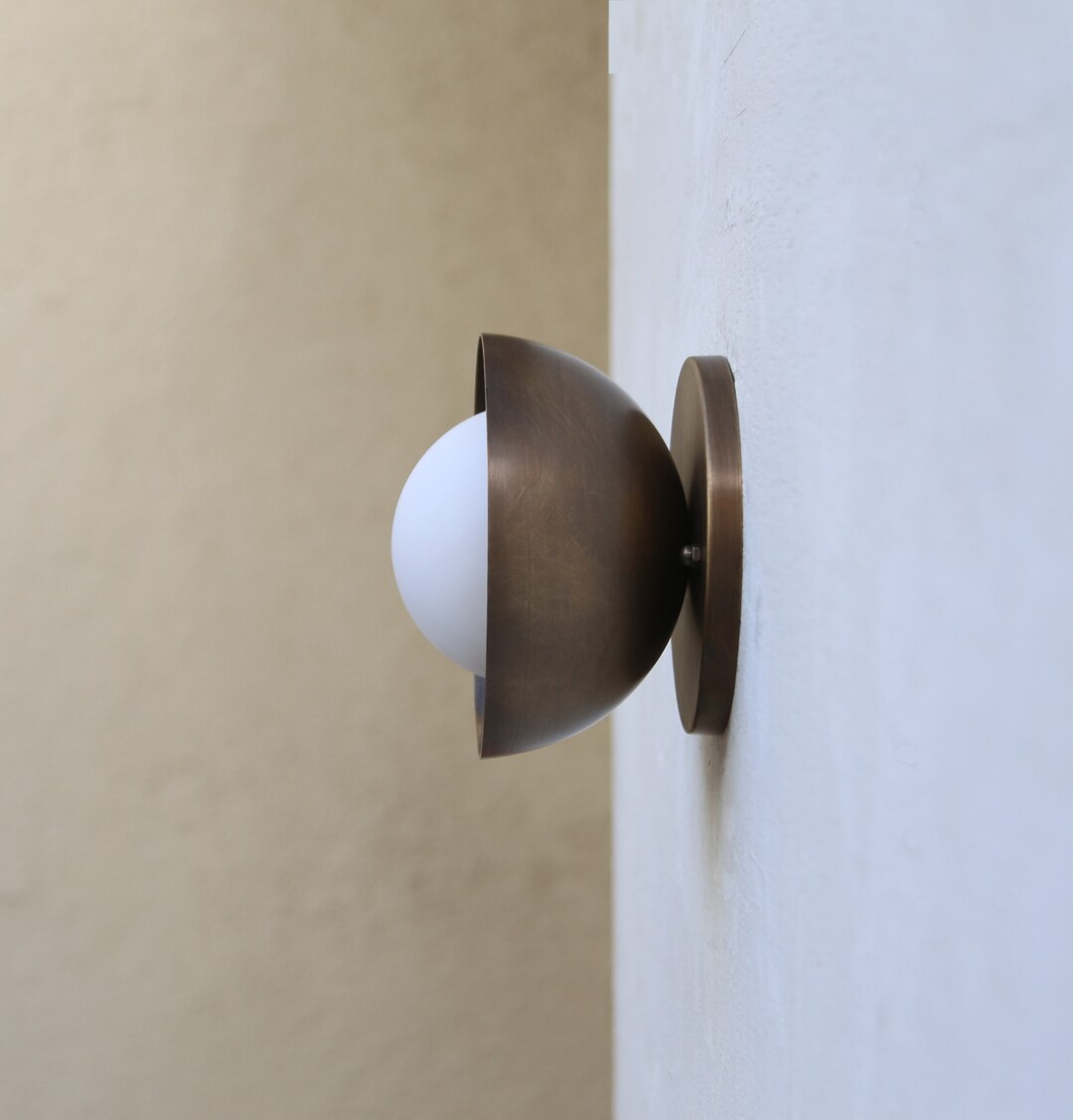 Wall Sconce/flush Mount Ceiling Light, Mid Century Brass Wall Sconce ...