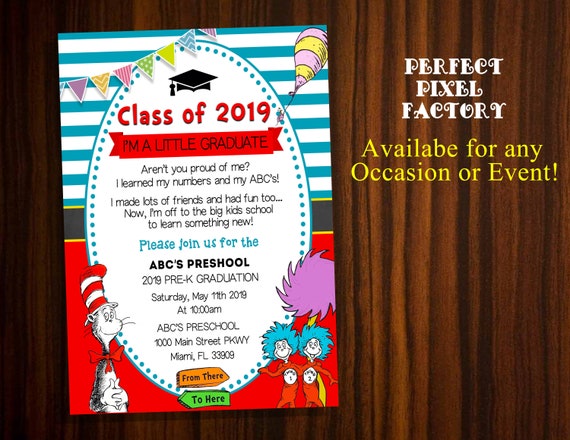 Dr Seuss Kindergarten Graduation Invitation Printable