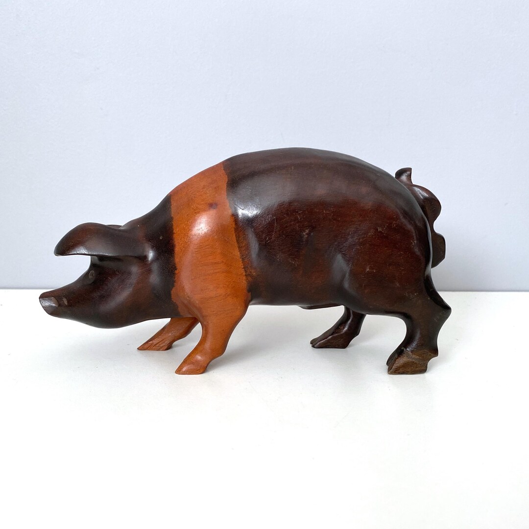 Handsome Hampshire Pig Handcarved of Ironwood 7" Long - Etsy