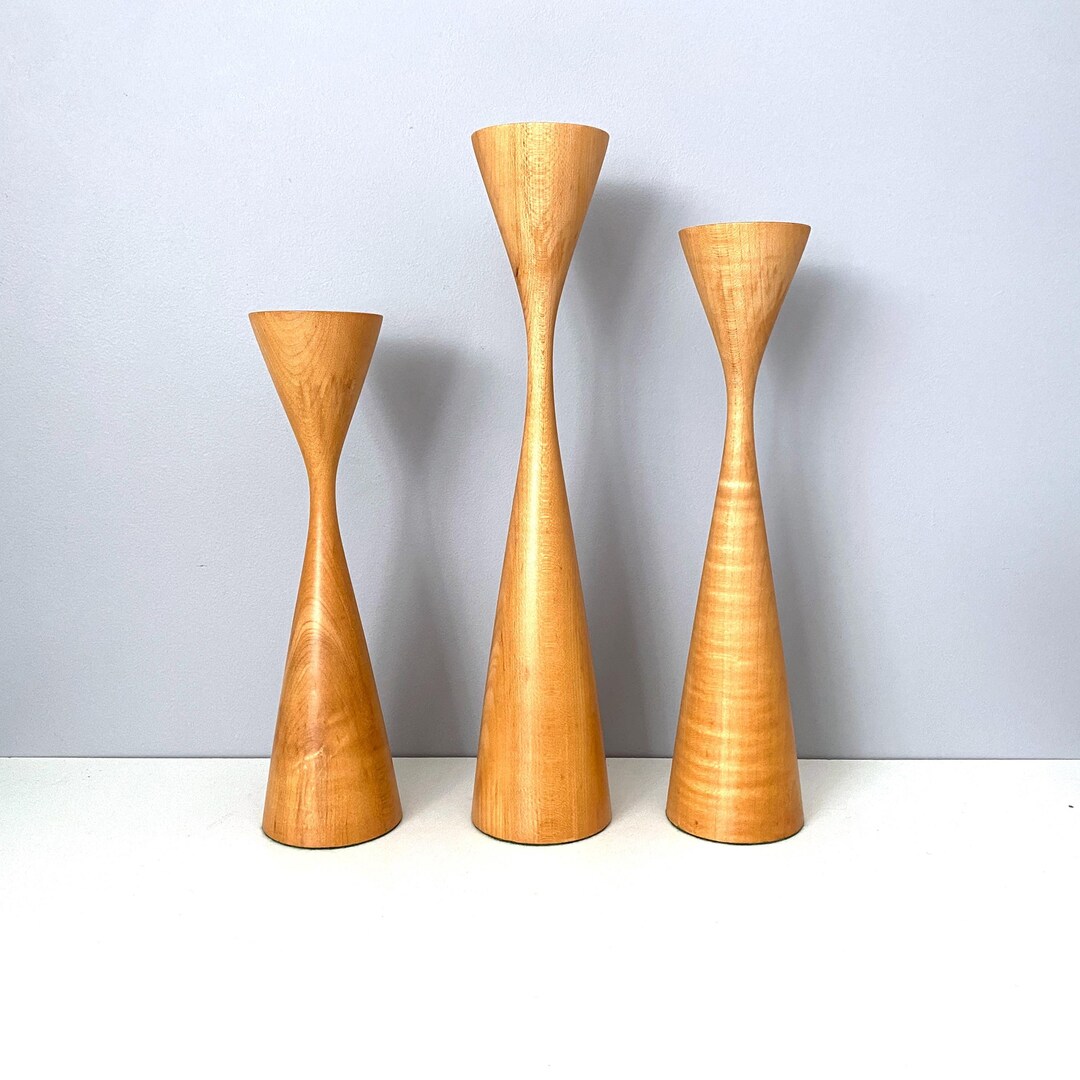 Three Osolnik Style Maple Candlesticks in Three Heights - Etsy