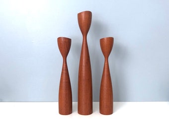 Teak Candlesticks - Etsy