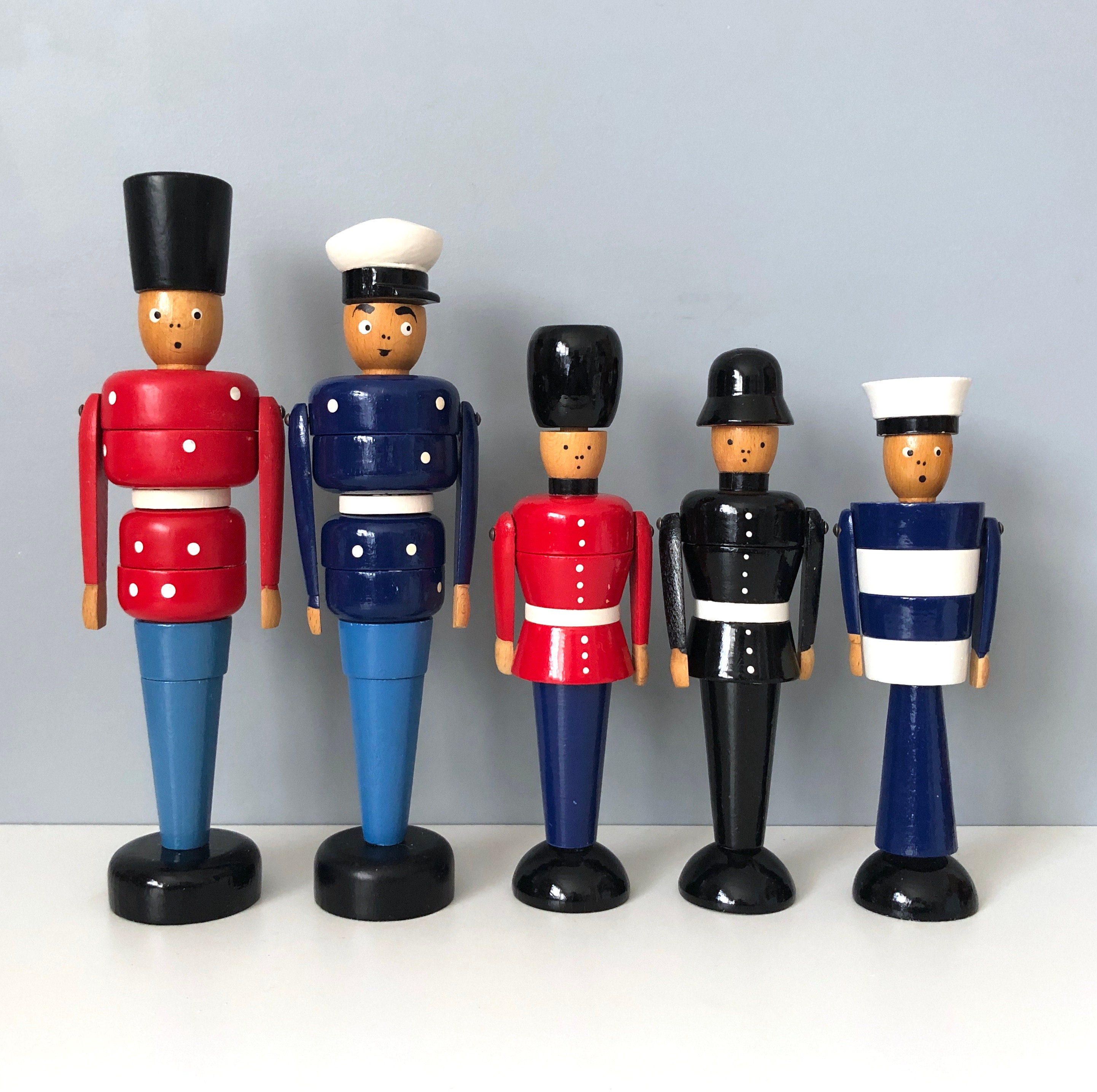 Vintage Wood Stacking Policeman Puzzle Bobby Helmet Black | Etsy